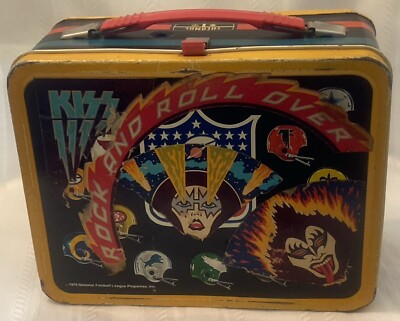 Vintage 1975 NFL Thermos Lunch Box With KISS Stickers Unique Box!! | eBay
