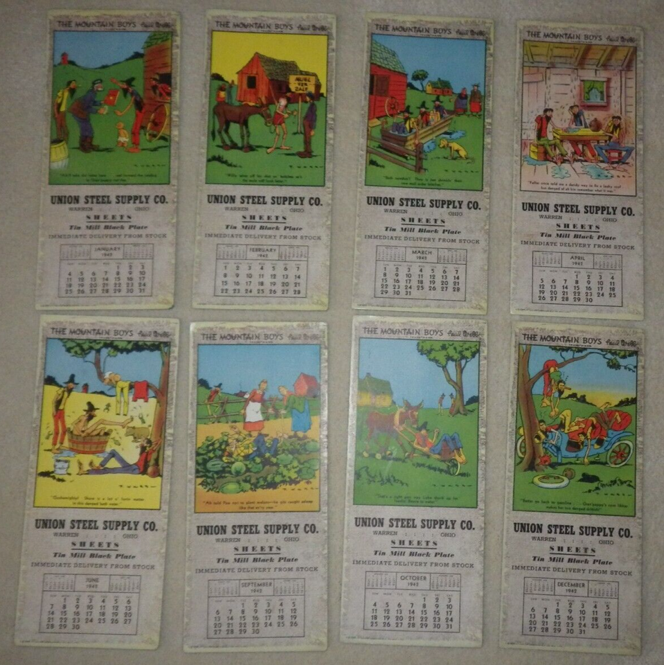 THE MOUNTAIN BOYS Paul Webb UNION STEEL SUPPLY CO OHIO 1942 CALENDAR ...