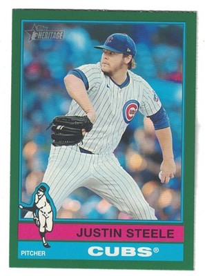 Justin Steele Chicago Cubs Topps Heritage 2025 Dark Green Border Card ...