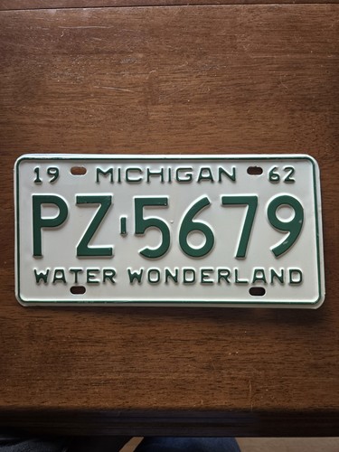 1962 Car Michigan License Plate PZ 5679 Water Wonderland Vintage | eBay