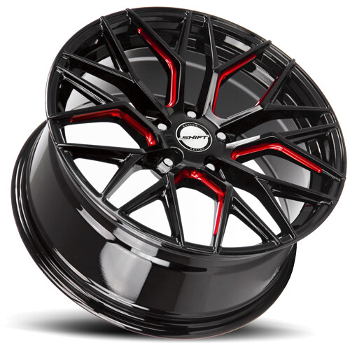 (Set of 4) Shift H33 Spring 22x9 5x4.5" +35mm Black/Red Wheels Rims 22 ...