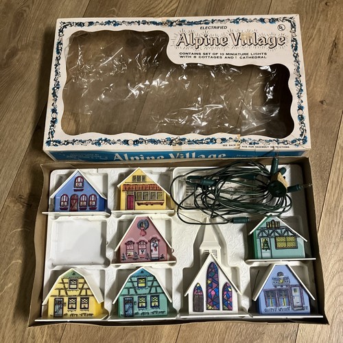 Vtg Electrified Alpine Village String Lights Regency Industries Church ...