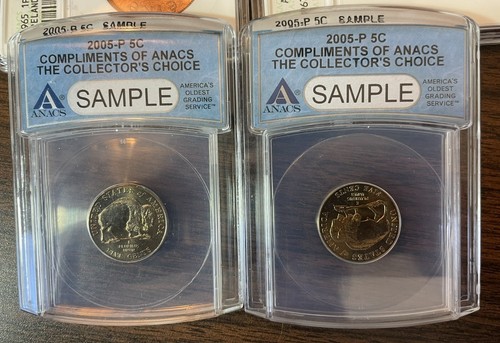 2005 P Jefferson Nickel Buffalo ANACS Slab Sample and Error Sample Slab ...