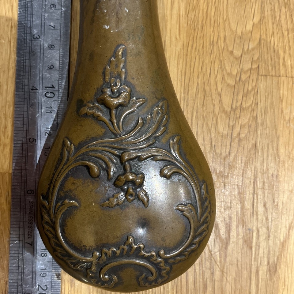 Antique Brass And Copper Powder Flask Embossed Decoration | eBay