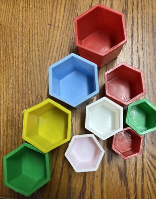 Vintage 60s? 70’s Nesting Blocks Plastic Stacking Hexagon Animals 9 ...