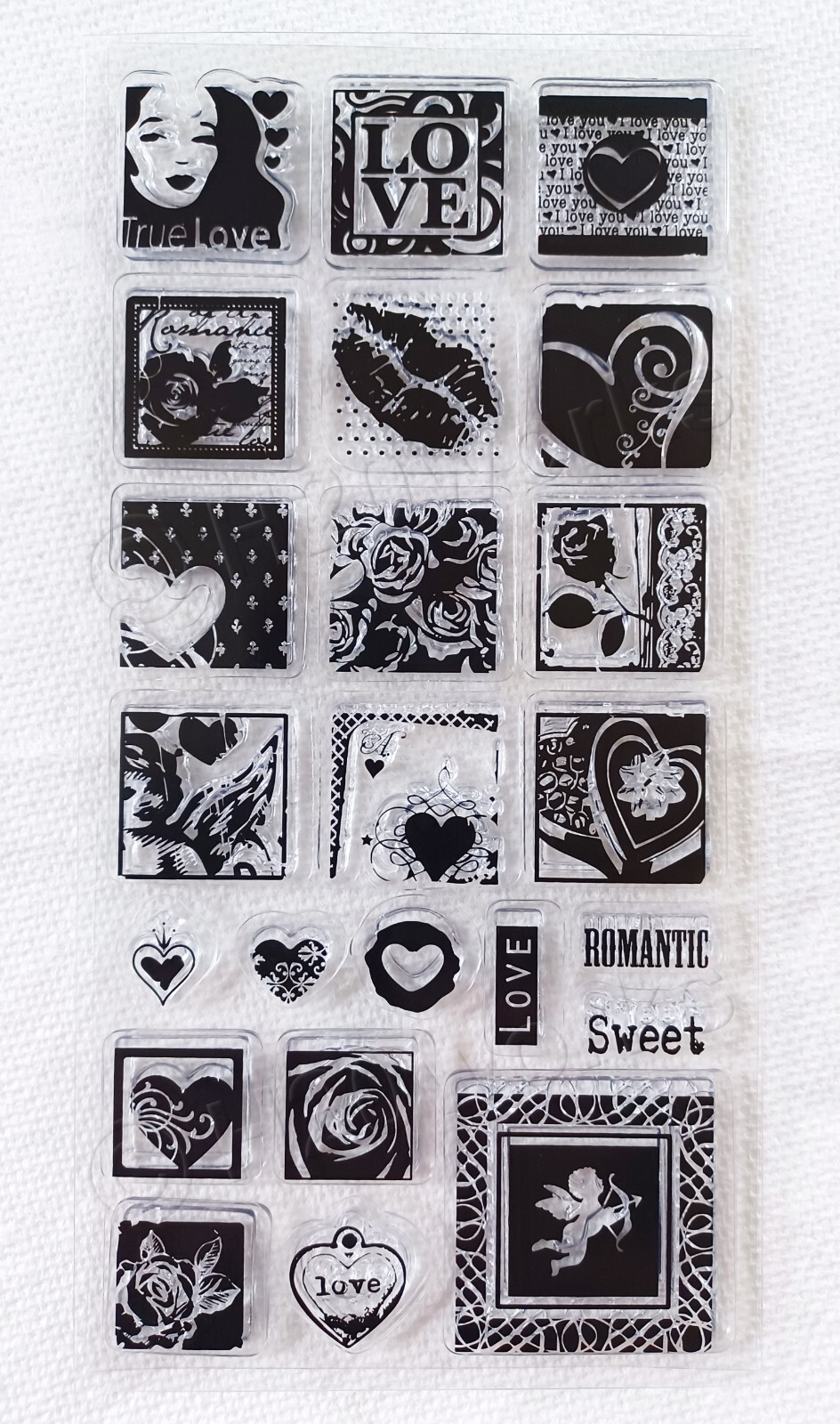 Inkadinkado Clear Cling Stamp Set, One Plus One Equals Love, 23 pieces ...