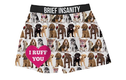 BRIEF INSANITY Boxers Dogs Puppies I Ruff You (Dogs) Graphic Boxers ...