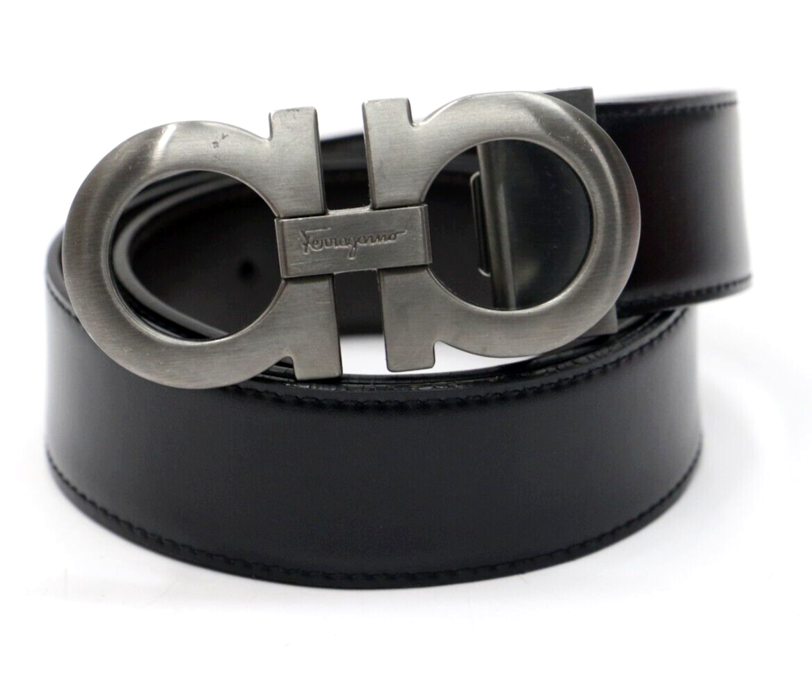 Salvatore Ferragamo [SP-675544]Gancini Gunmetal Black Men's Leather ...