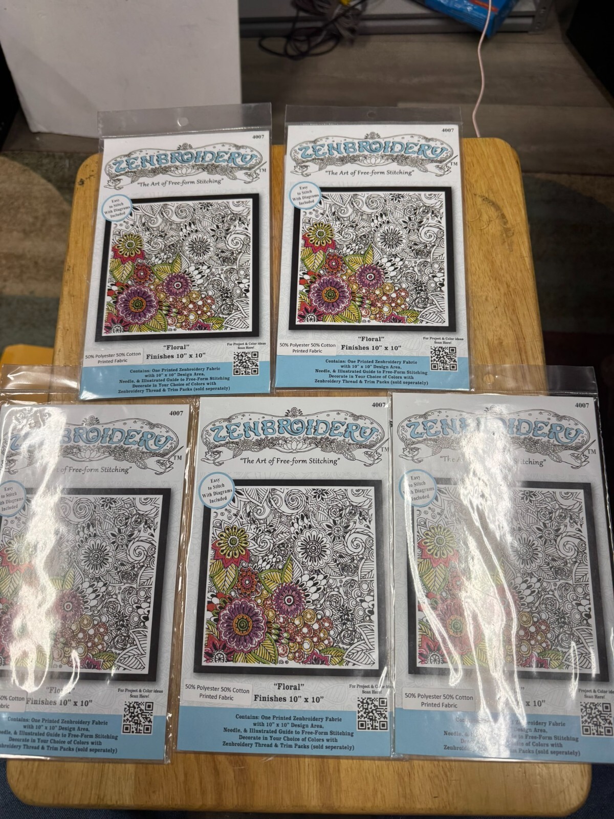 Design Works/Zenbroidery Stamped Embroidery Kit 10" X 10" - Floral Lot ...