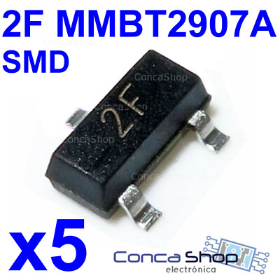 5 X TRANSISTOR 2F MMBT2907A 2N2907A PNP SMD SOT-23 COMPLEMENT. 1P ...
