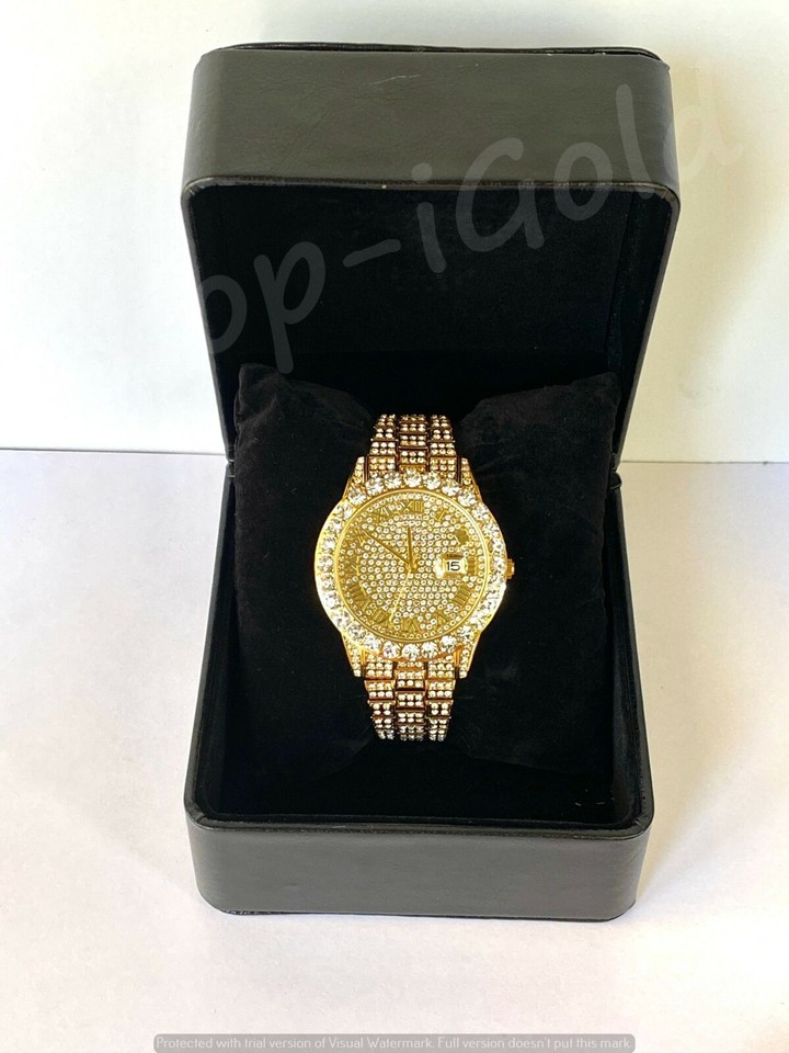 Mens Custom Fully Ice out Bling Round Icy Watch Iced Cz Quality ...