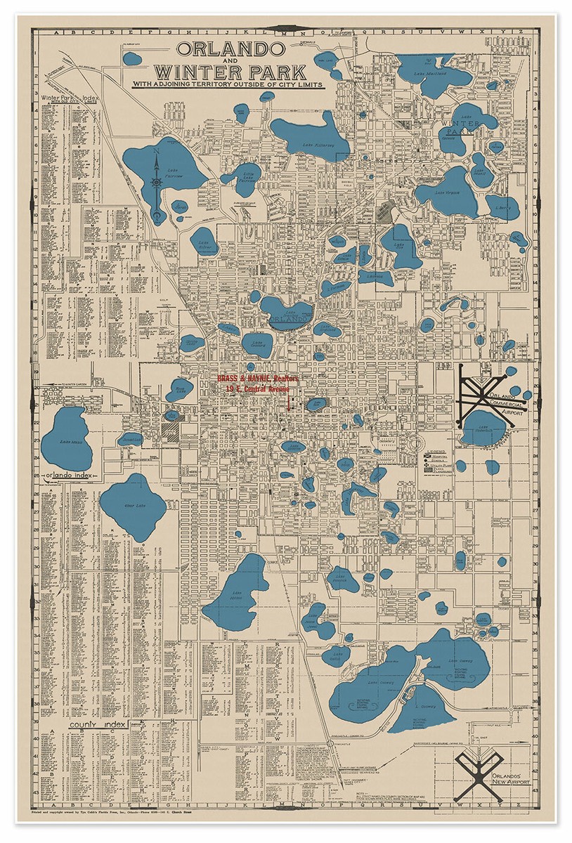 Orlando Florida City Map Buy Printed Orlando City Map