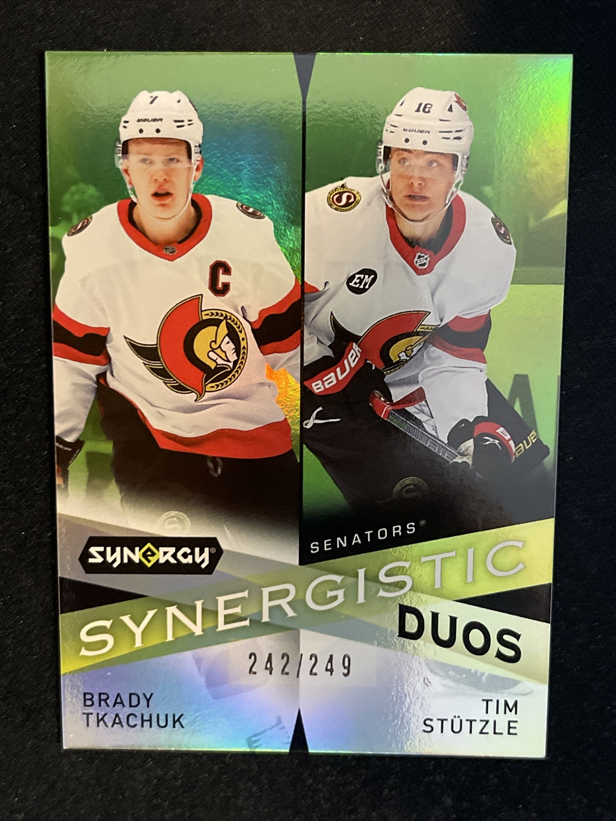 22-23 UD Synergy Hockey Green Synergistic Duos SD-3 Tkachuk/Stutzle ...