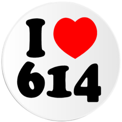 I Love 614 - Circle Sticker Decal 3 Inch - Area Code Columbus Ohio OH ...