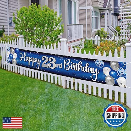 Nelbiirth Happy 23rd Birthday Decorations,23rd Blue and Silver Balloon ...