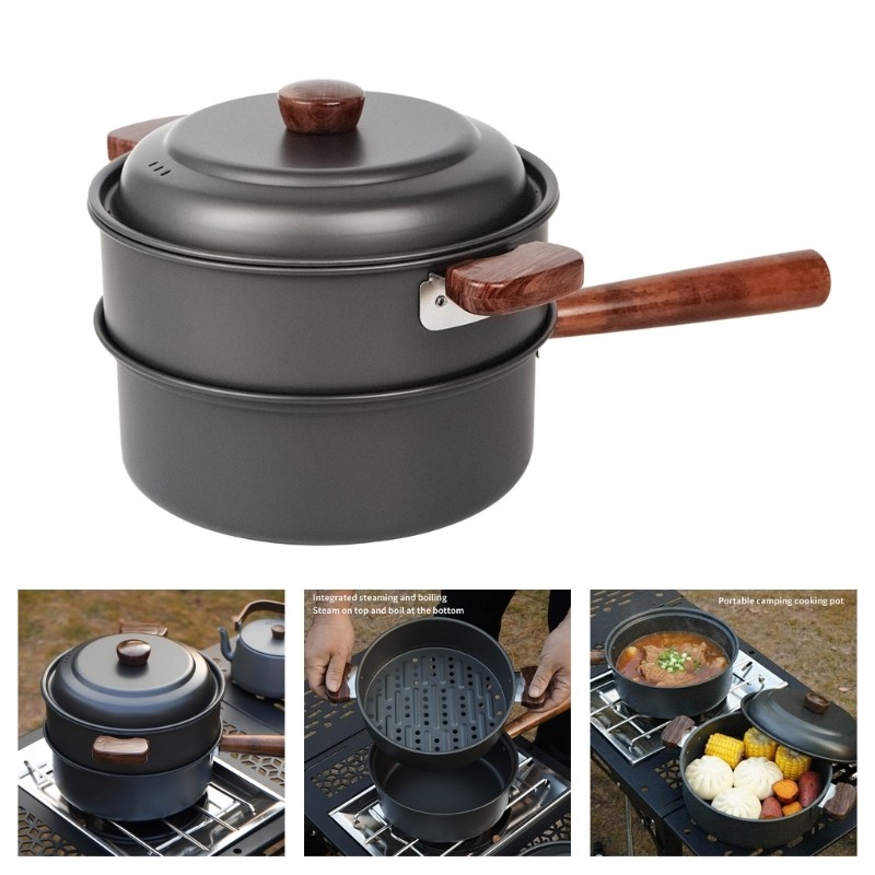 Multifunctional Camping Cook Pot Cookware with Ergonomic Handle ...