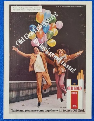 1976 OLD GOLD FILTERS KING SIZE CIGARETTES ORIGINAL PRINT AD "OLD GOLD ...