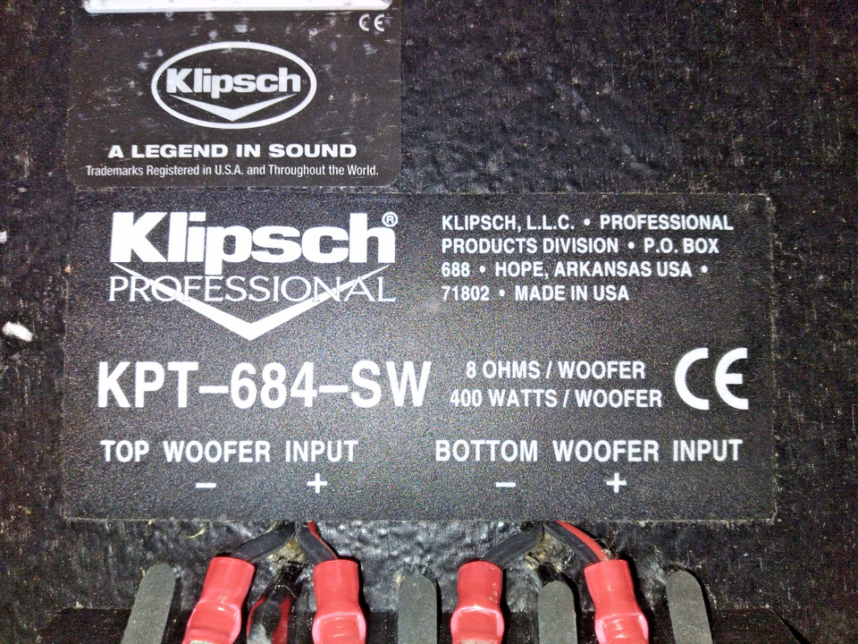 Klipsch Professional KPT-684-SW, Dual 18" Subwoofer | eBay
