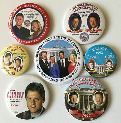 Clinton / Gore 1996 Presidential Campaign Buttons 1997 Inauguration lot ...