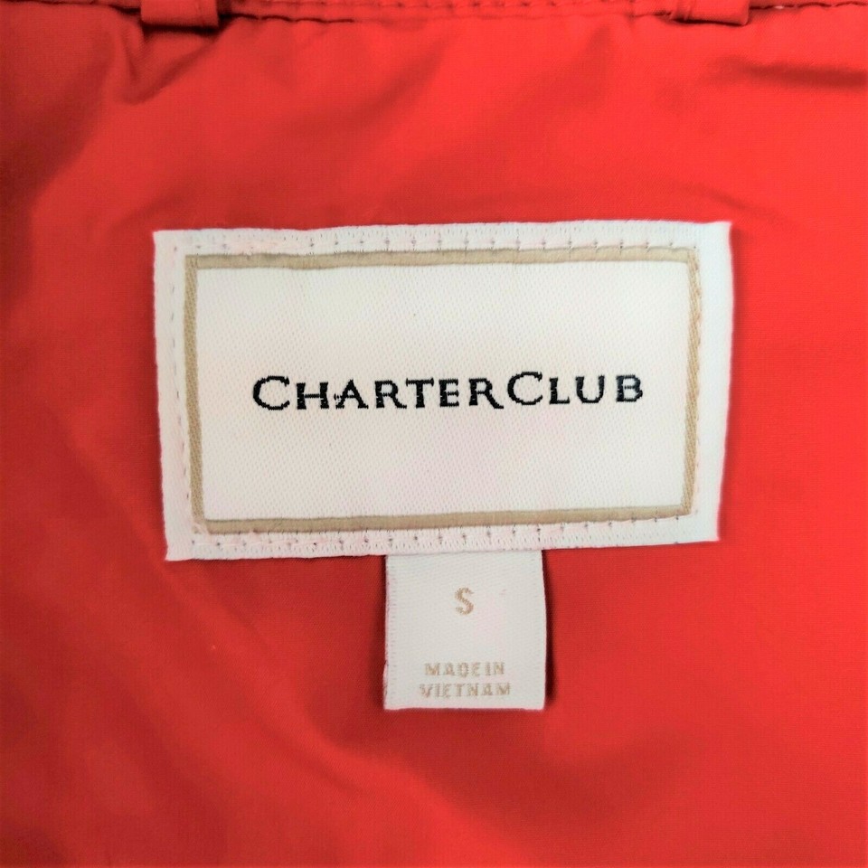 Charter Club Women Jacket Red Quilted Mandarin Collar Front Pockets New ...