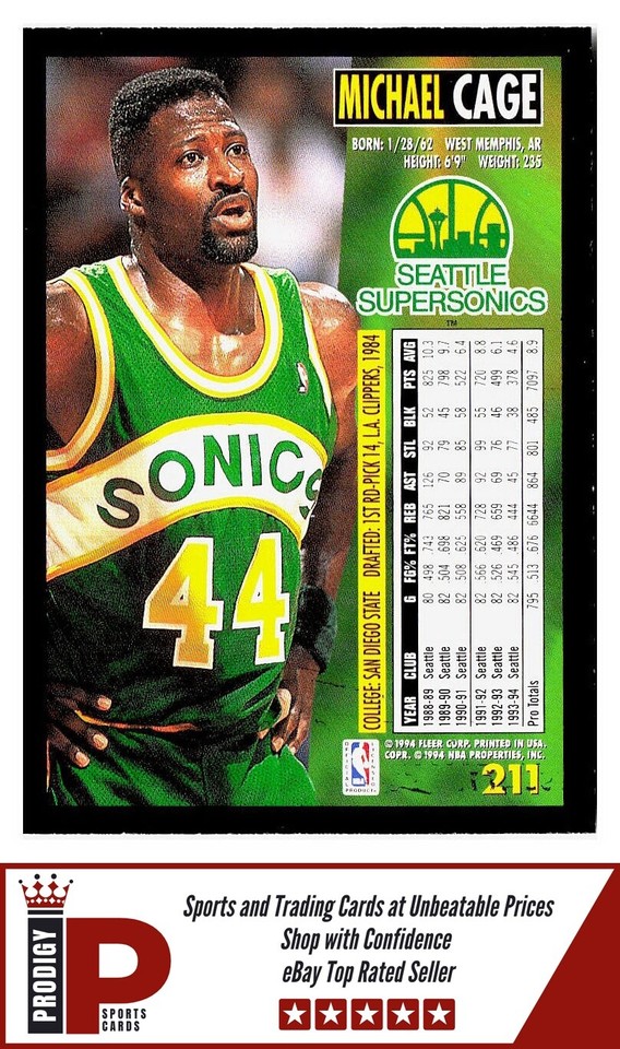 Michael Cage 1994-95 Fleer Basketball #211 Seattle SuperSonics | eBay