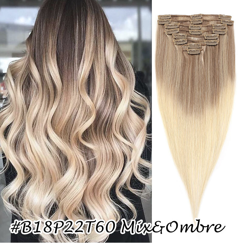 CLEARANCE Clip in Remy Real Human Hair Extensions Full Head 8PIECES ...