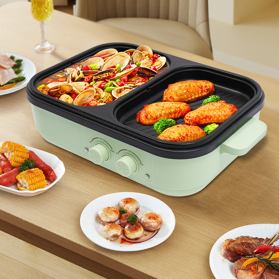 Electric Hot Pot With Grill Area, Multi-purpose Hot Pot, 2-In-1 ...
