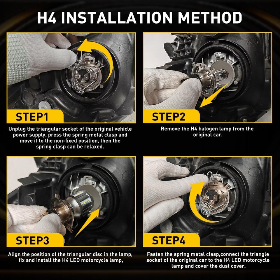 Motorcycle Super Bright Headlight H4 9003 HB2 LED Hi/Lo Beam Light Bulb ...