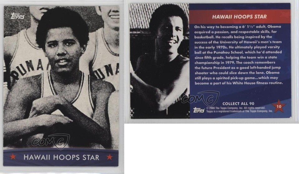 2008 Topps President Obama Collector Trading Cards Hawaii Hoops Star ...