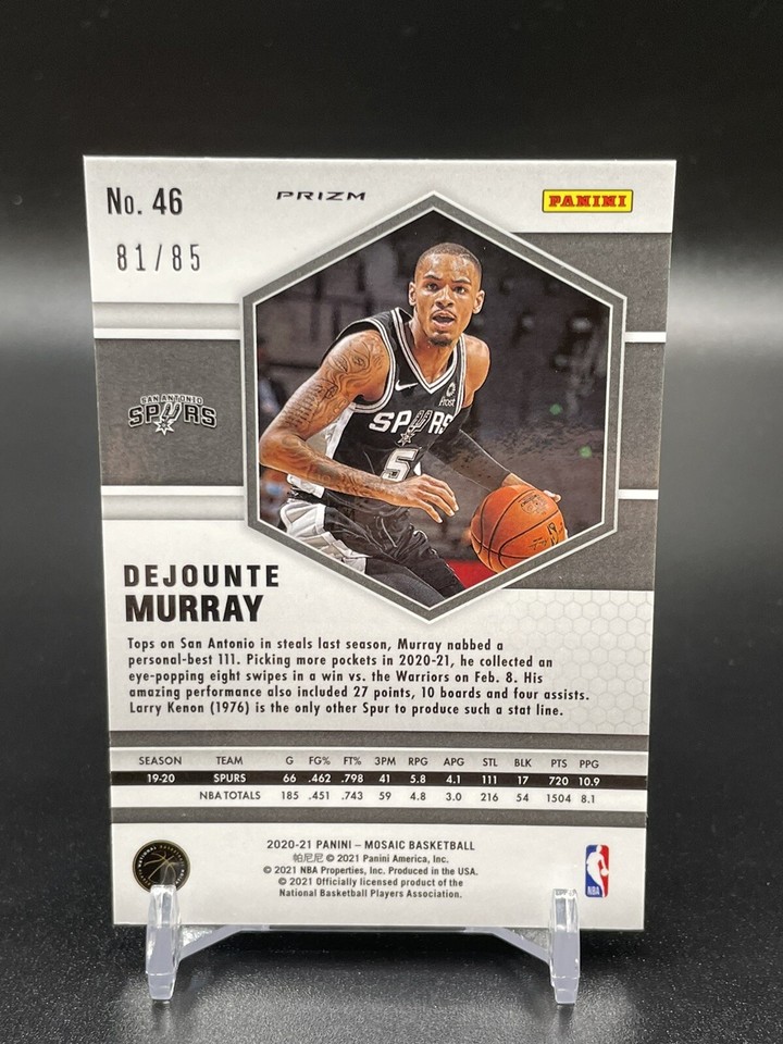 2020-21 Mosaic Dejounte Murray Blue Fast Break Prizm #81/85 Spurs Hawks ...