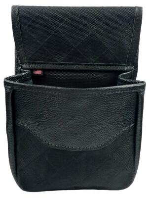 LEATHER & CANVAS SHOTGUN SHELL SPORTING CLAY SKEET TRAP POUCH Black USA ...