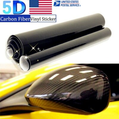 12"x60" 5D Ultra Shiny Gloss Glossy Black Carbon Fiber Vinyl Wrap ...
