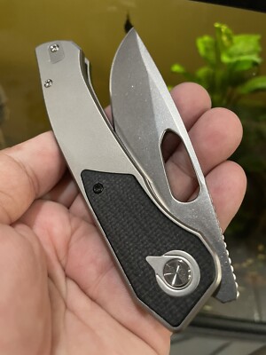 Caelum Blade Designs The Ari S90V Black Micarta StonewashedTitanium ...