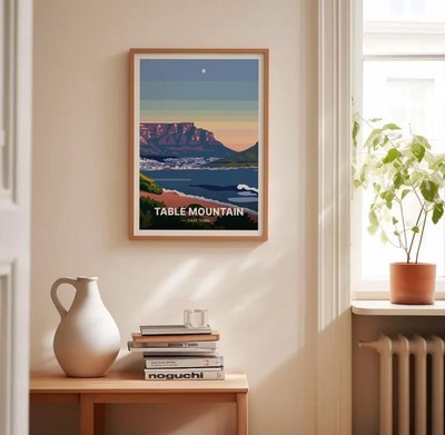 Table Mountain Poster, Cape Town Landscape Art | eBay