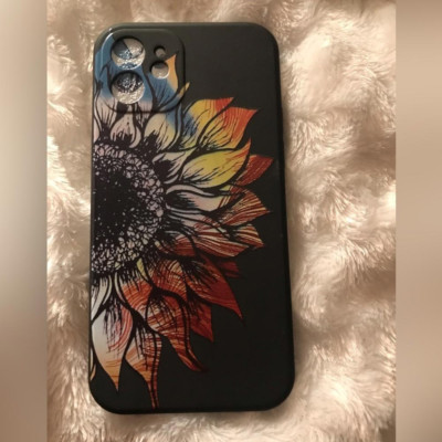NWT iPhone 12 Case Flexible Black Sunflower Floral Full Coverage Phone ...