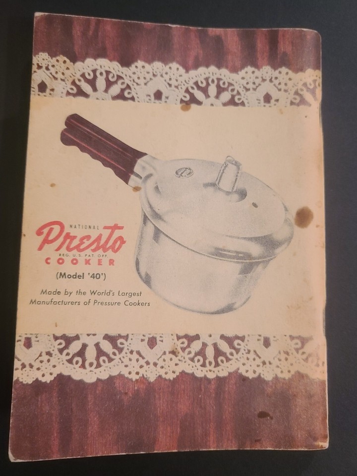 1947 Presto Cooker Recipe Book Instructions & Cooking Time Tables 127 ...