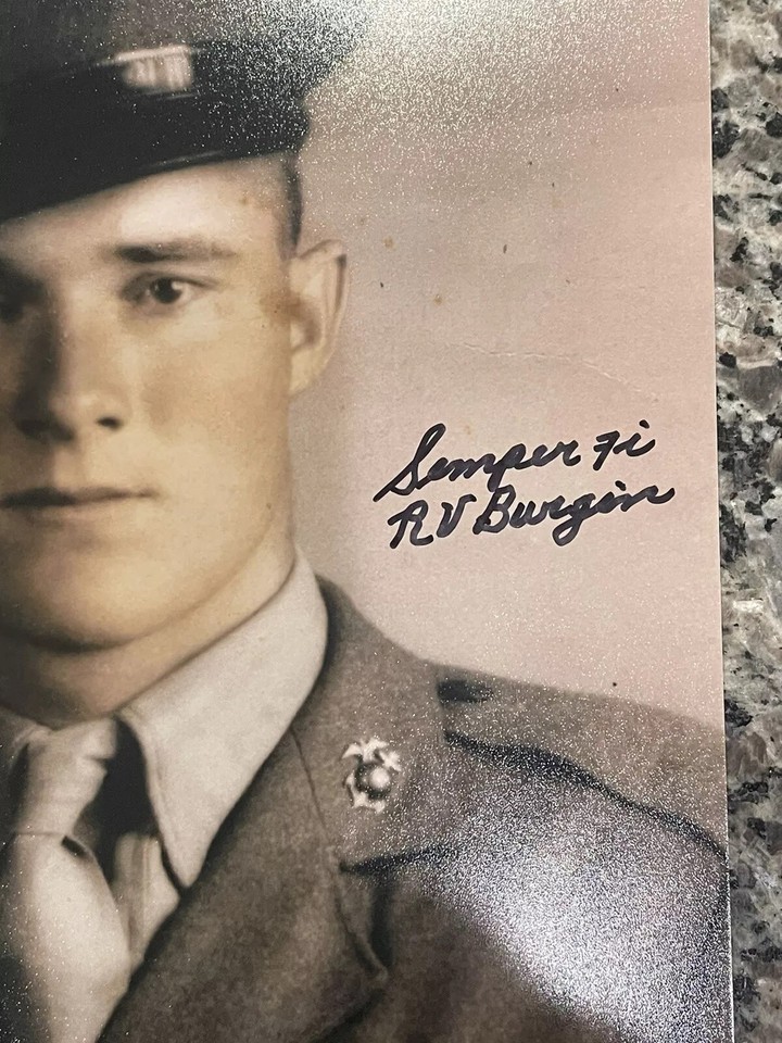 R.V. BURGIN 1ST MARINE DIVISION K/3/5 PELELIU VETERAN RARE SIGNED PHOTO ...