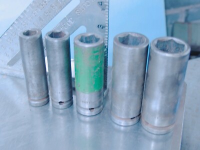 Lot of 5 APEX USA Long 1/2" Drive Sockets M13, M15, M18 ,M21 +M24 (Lot ...