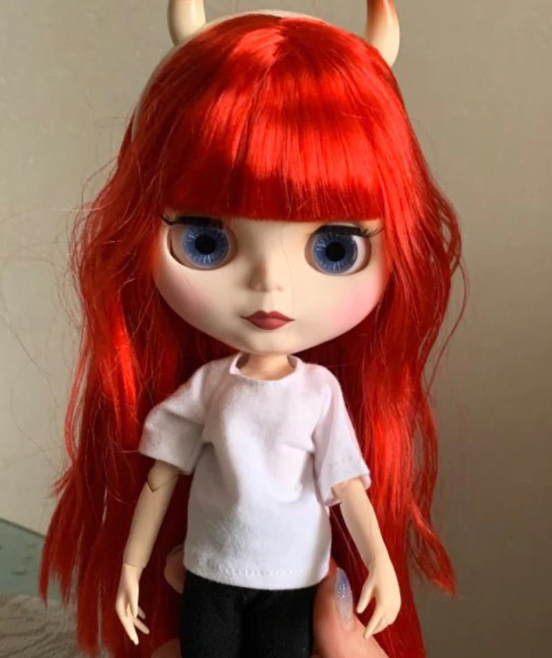 Neo Blythe Doll Factory Nude Jointed Body White Skin Red Hair Matte ...