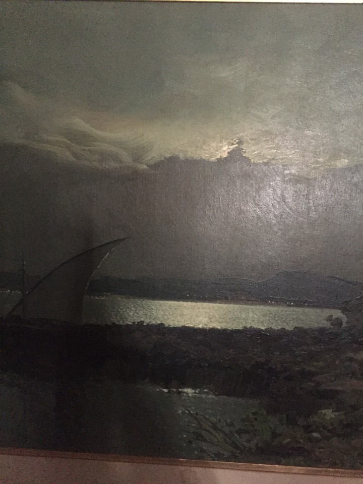 Large Original Ensel Salvi Oil Painting Boat Seascape Size 55/32 | eBay