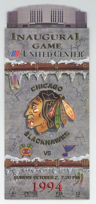1994 Chicago Blackhawks United Center Inaugural Game 10/02/94 Ticket vs ...