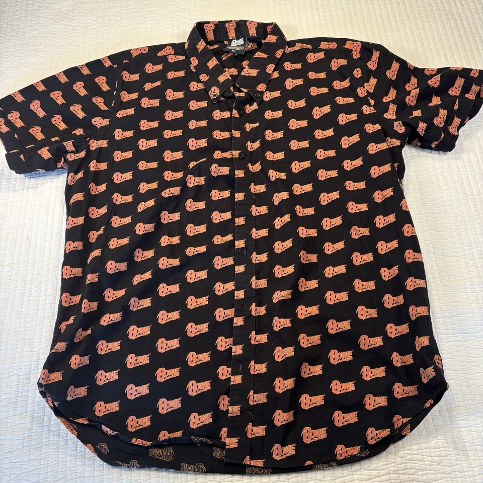 Men's David Bowie Logo Bowie Pattern (All Over Print) Dress Shirt XL ...