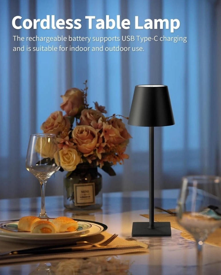 2 Pack Cordless Table Lamp,Portable LED Desk Lamp, 5000mAh Battery ...