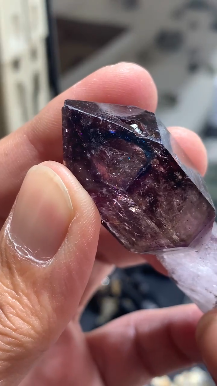 34.8g Natural "Enhydros" Scepter Amethyst Quartz Crystal Hematite ...