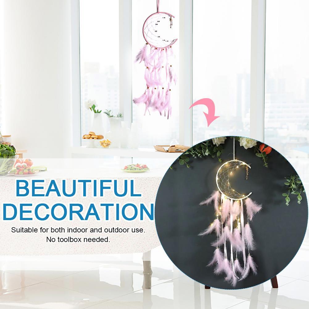 Dream Catchers - Moon Dream Catcher with Feather & LED (Pink MS9143ACD ...