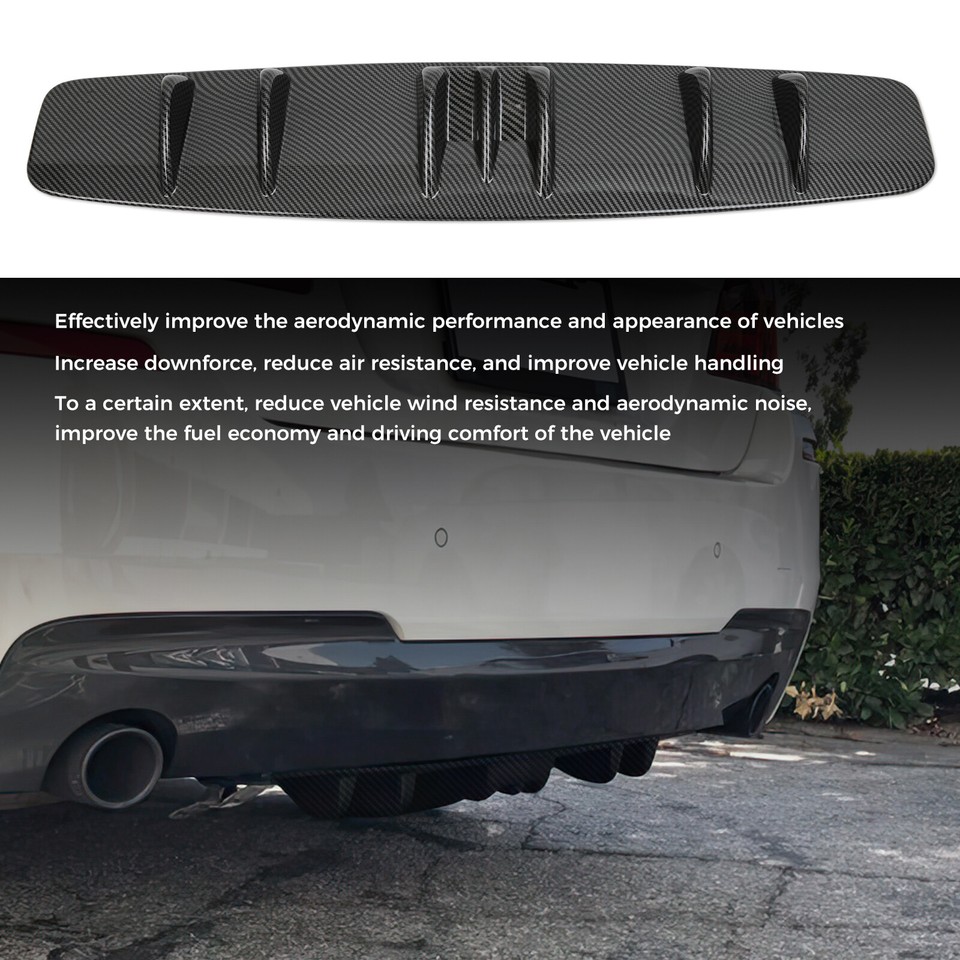 Carbon Fiber 7 Fins Rear Bumper Diffuser Spoiler Lip Splitter For Ford ...