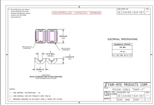 FAIR-RITE VO SNAP ON ROUND CABLE SUPPRESSION PN 0446164181 Lot of 10 | eBay