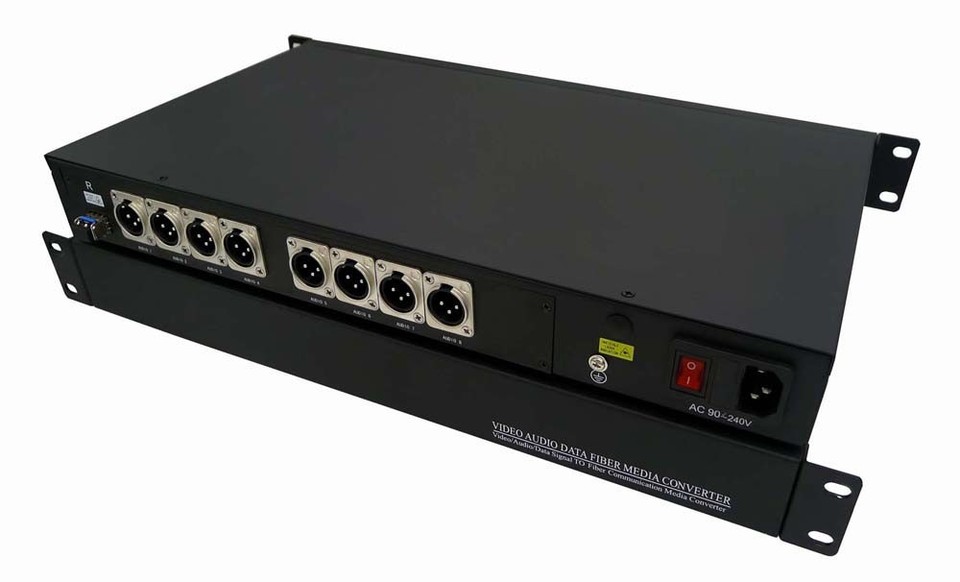 8 Ch 1 Way Line-Level Balanced XLR Audio over Optic Fiber to 20 Km, 16 ...