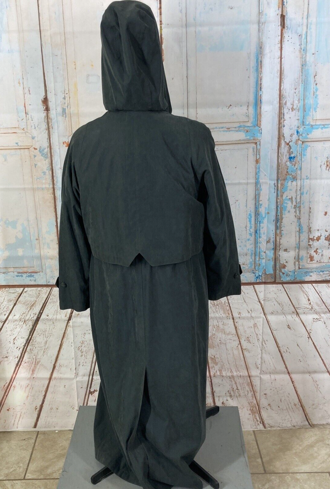 Fleet Street Oil Cloth Long Coat Removeable Liner Hooded RN 50411 Green Ausylook | eBay