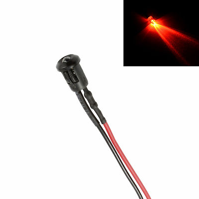 Red Flashing Pre Wired 3mm LED + Bezel Holder Light Lamp 12V | eBay UK